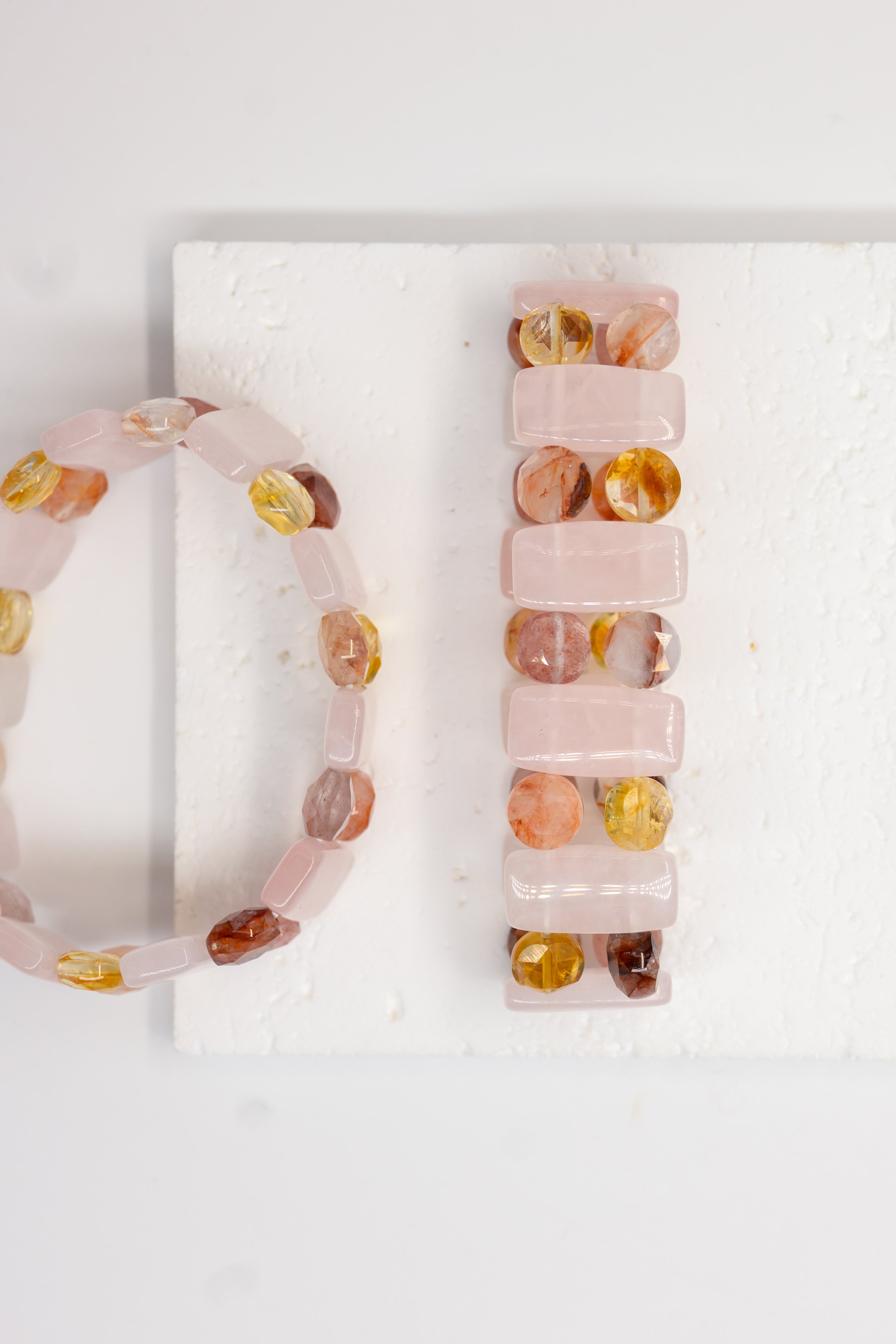Bonded Bliss Bracelet | Rose Quartz Red Hematold Quartz Strawberry Qua